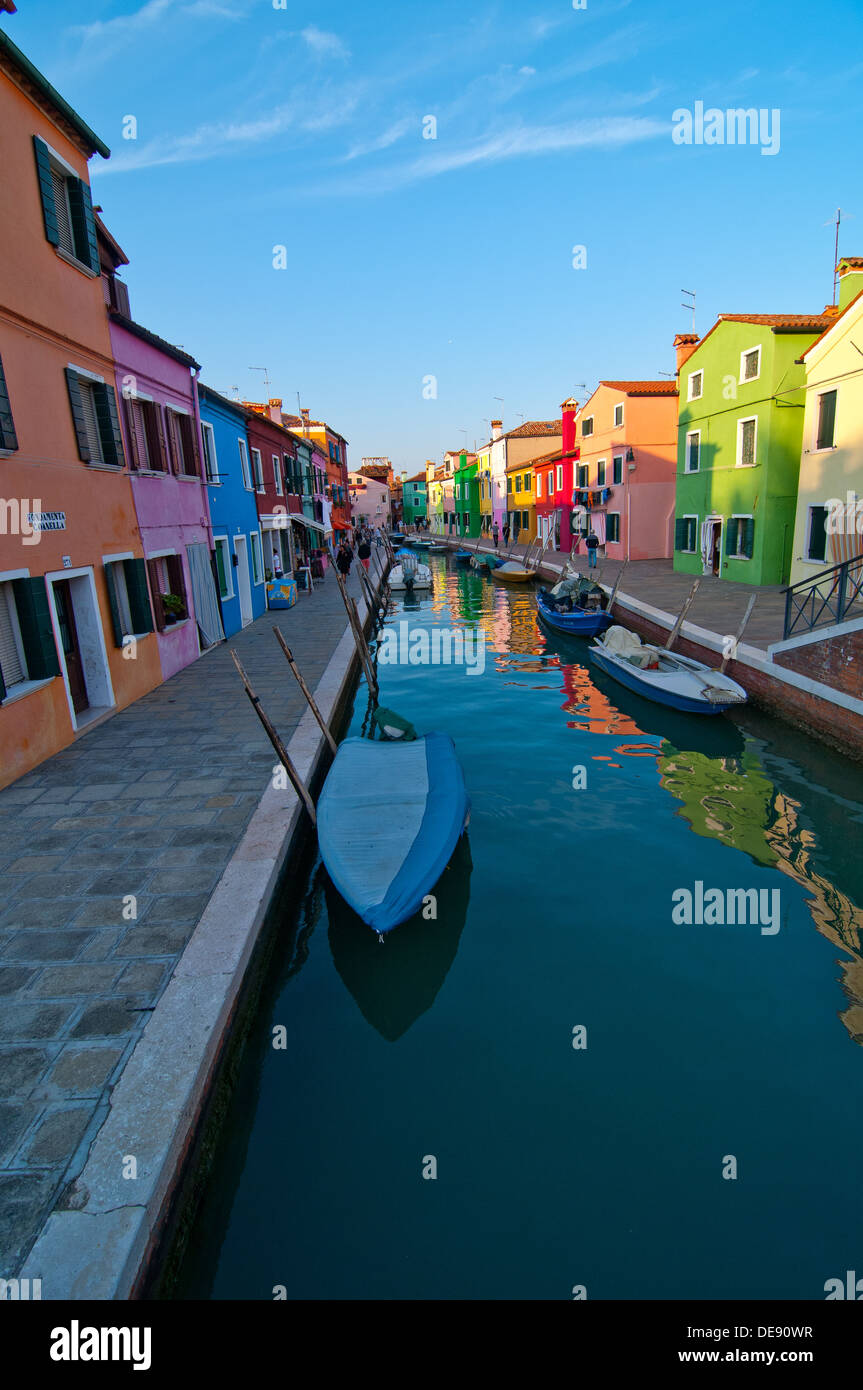 Italy Venice Burano island with traditional colorful houses Stock Photo ...