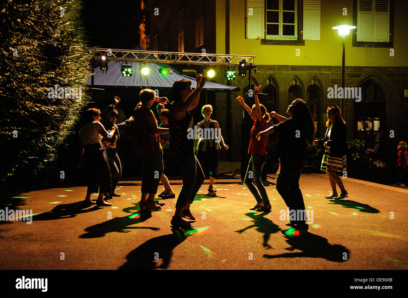 Late night dancing in the open air during Bastille day celebrations in ...