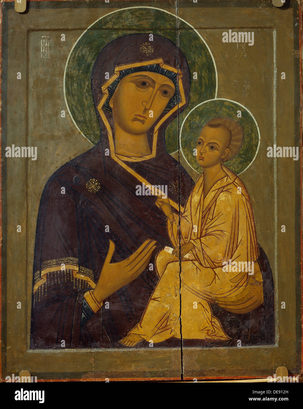 The Virgin of Tikhvin, 16th century. Artist: Russian icon Stock Photo ...