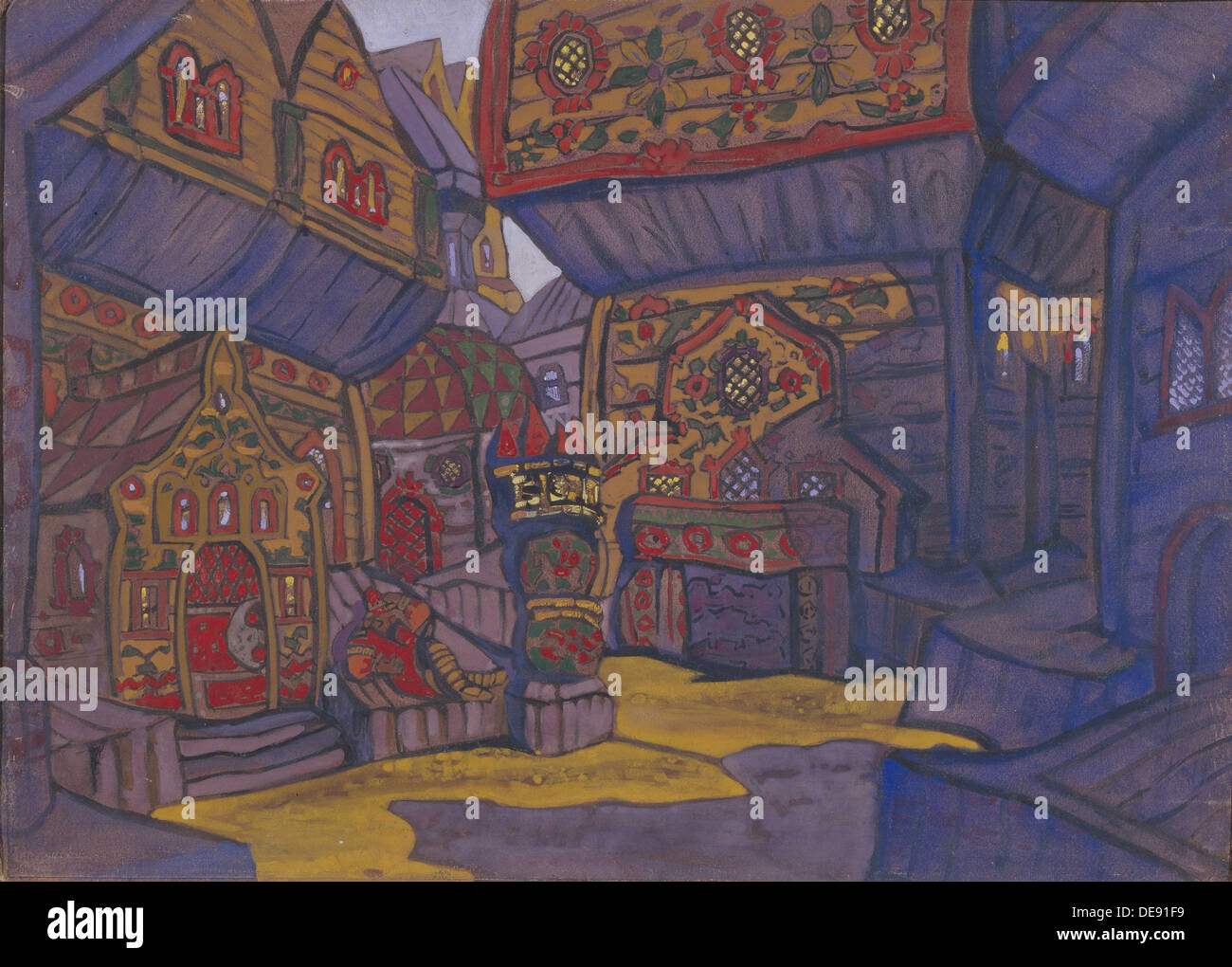 The Court of Prince Vladimir Galitsky. Stage design for the opera ...
