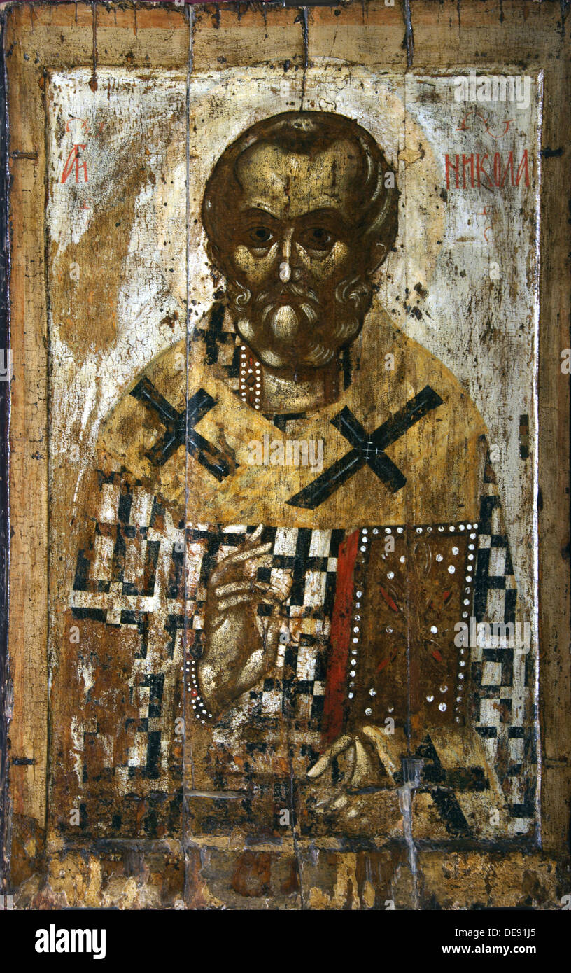 Saint Nicholas, 14th century. Artist: Russian icon Stock Photo - Alamy