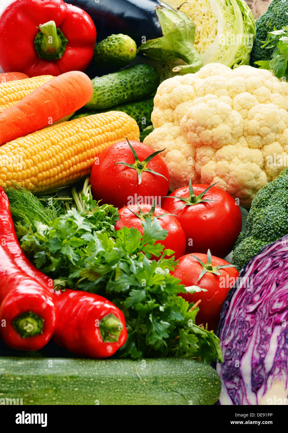 Composition with raw organic vegetables Stock Photo - Alamy