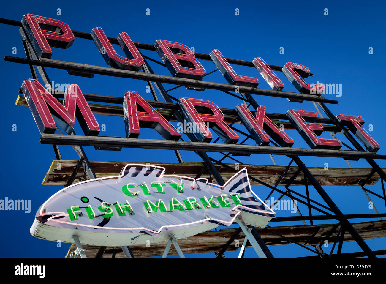 Seattle public market sign hi-res stock photography and images - Alamy