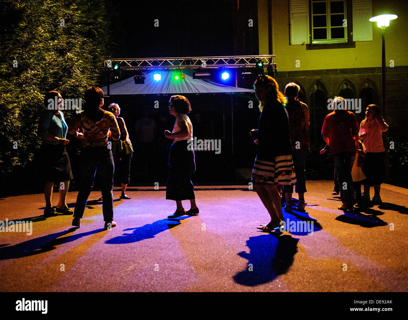 Late night dancing in the open air during Bastille day celebrations in ...