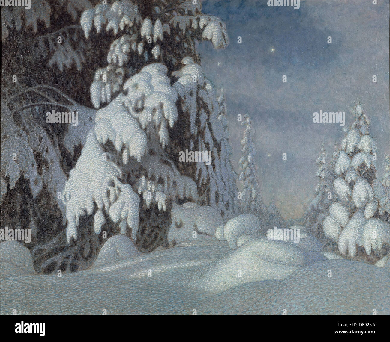 Winter Moonlight, 1895. Artist: Fjaestad, Gustaf (1868-1948 Stock Photo ...