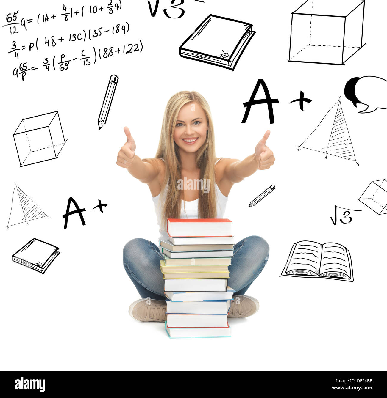 student with stack of books Stock Photo - Alamy