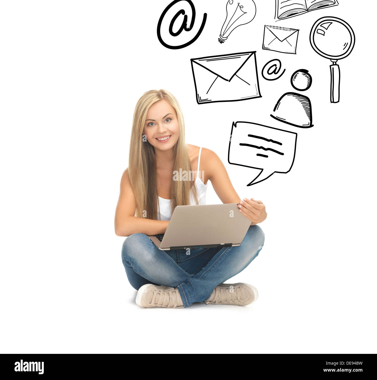student girl with laptop computer Stock Photo - Alamy
