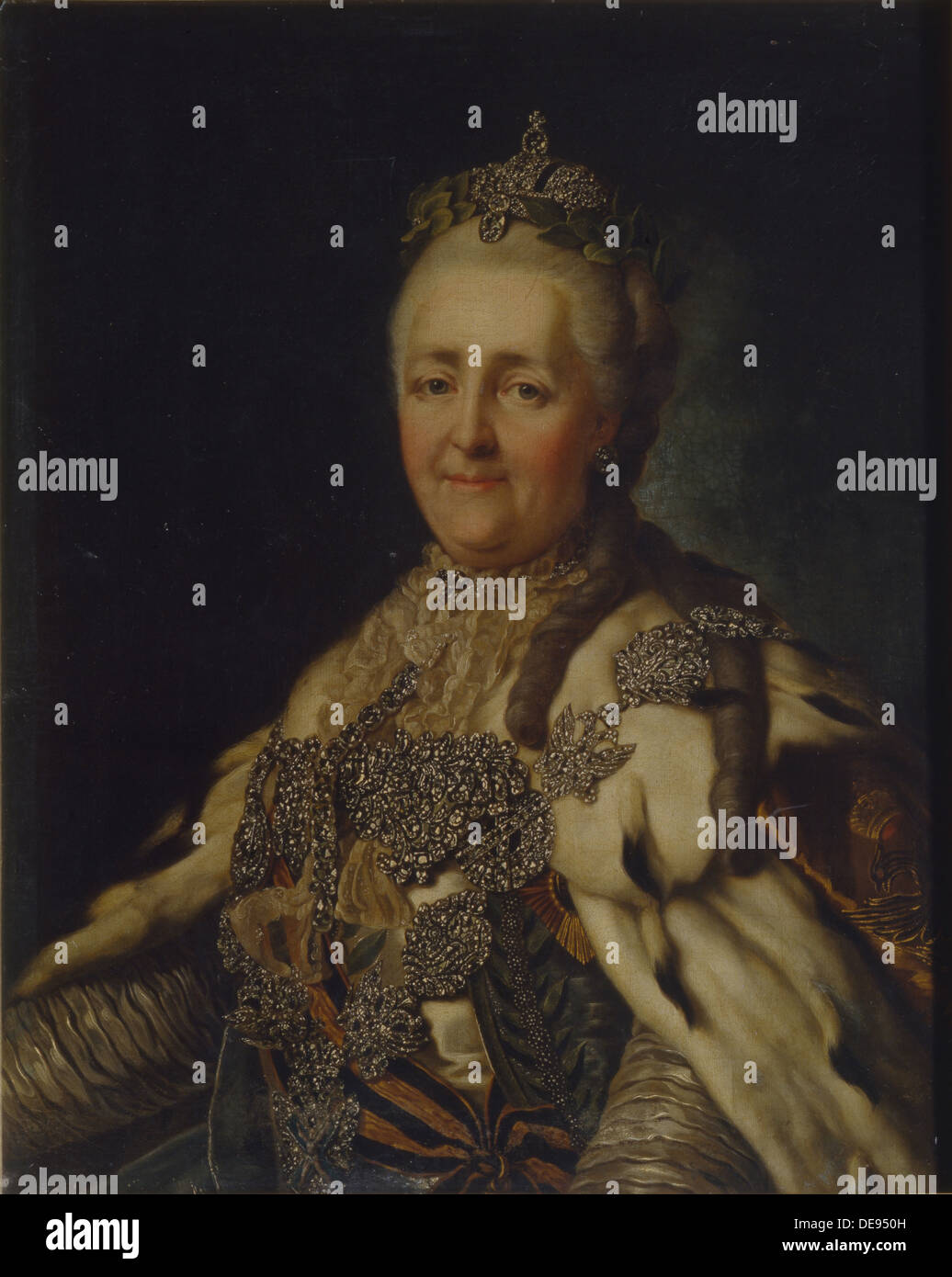Portrait of Empress Catherine II (1729-1796). Artist: Roslin, Alexander ...