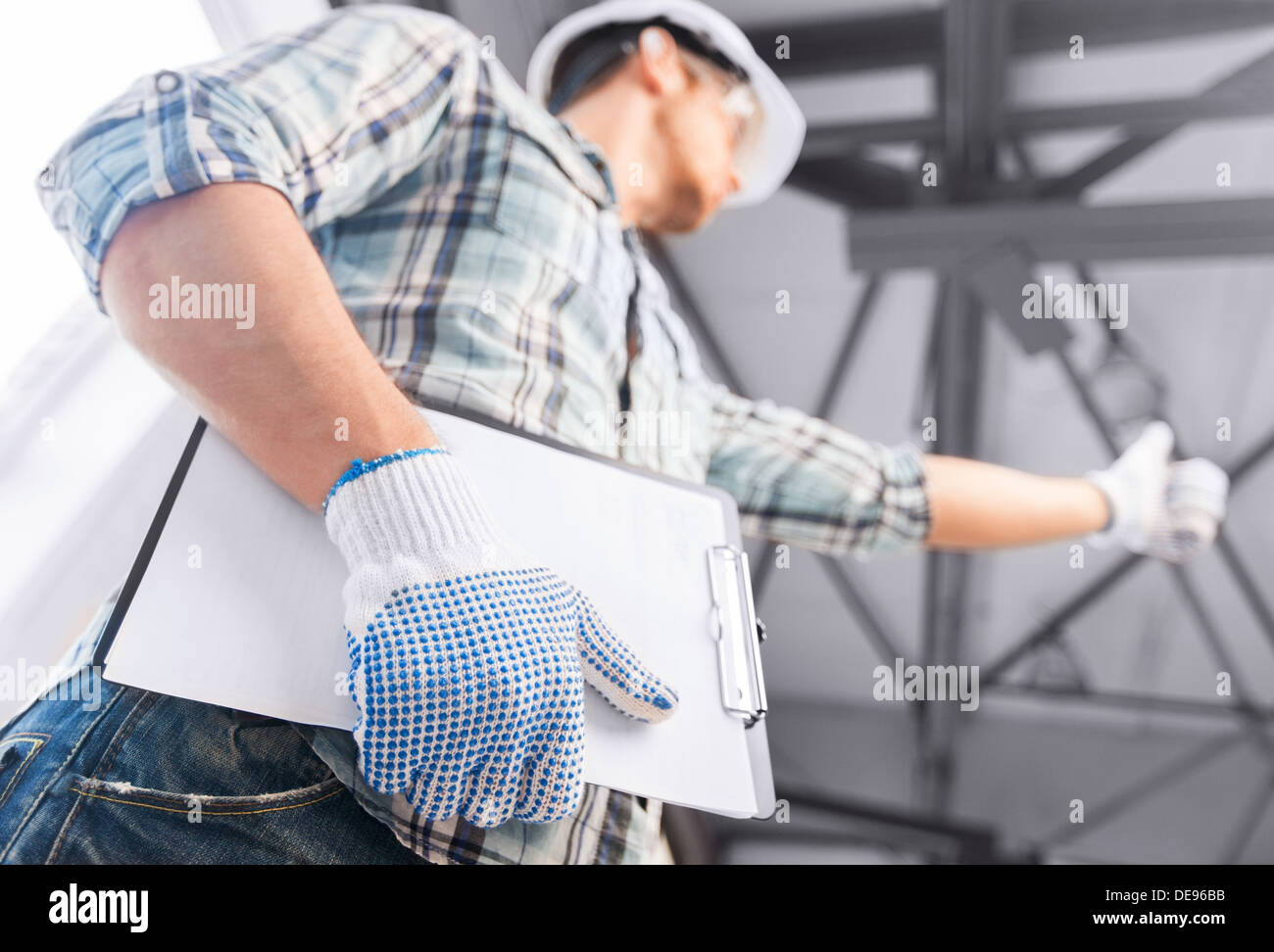 man with blueprint Stock Photo - Alamy