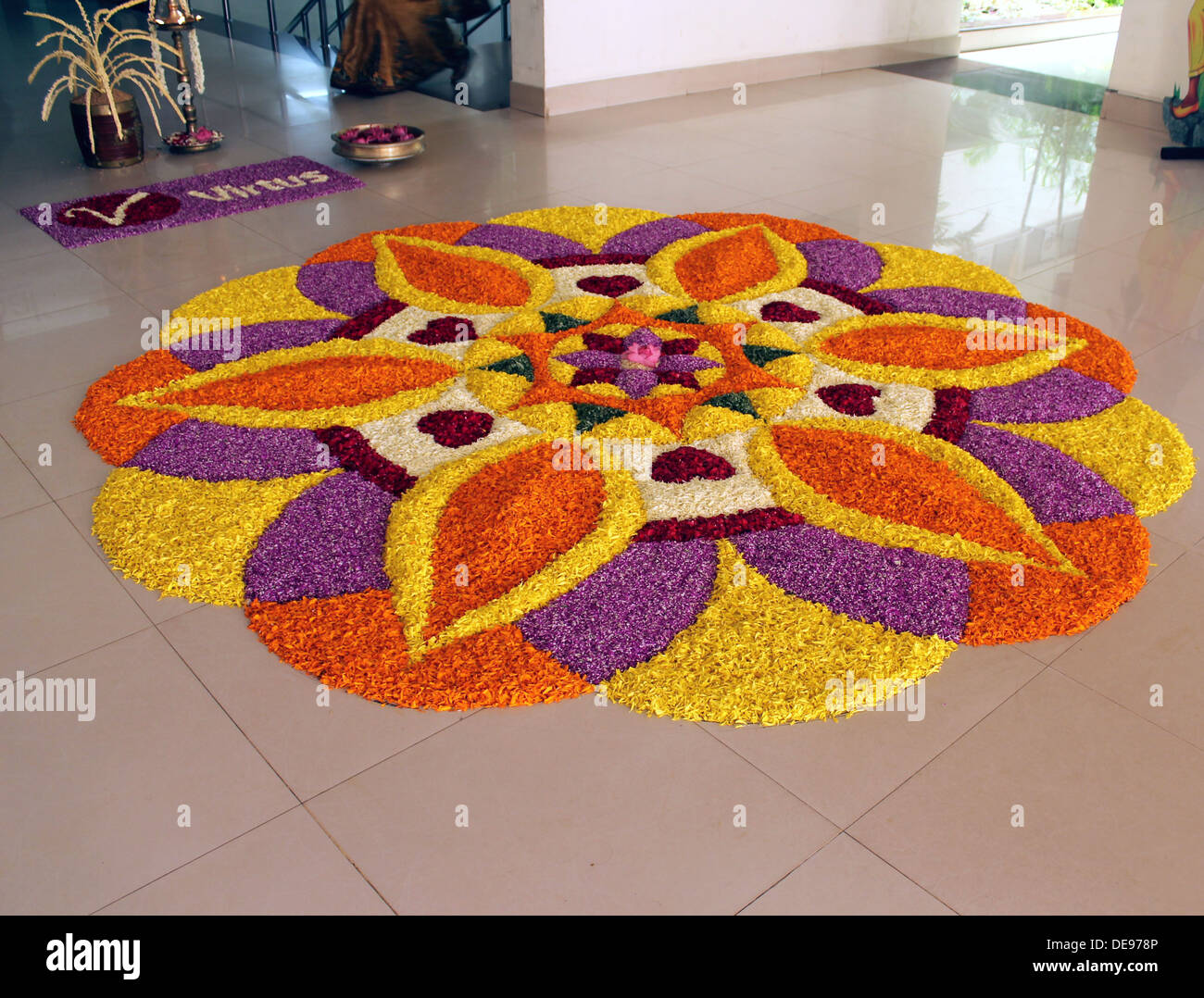 Floral decoration during Onam, a traditional festival in Kerala Stock ...