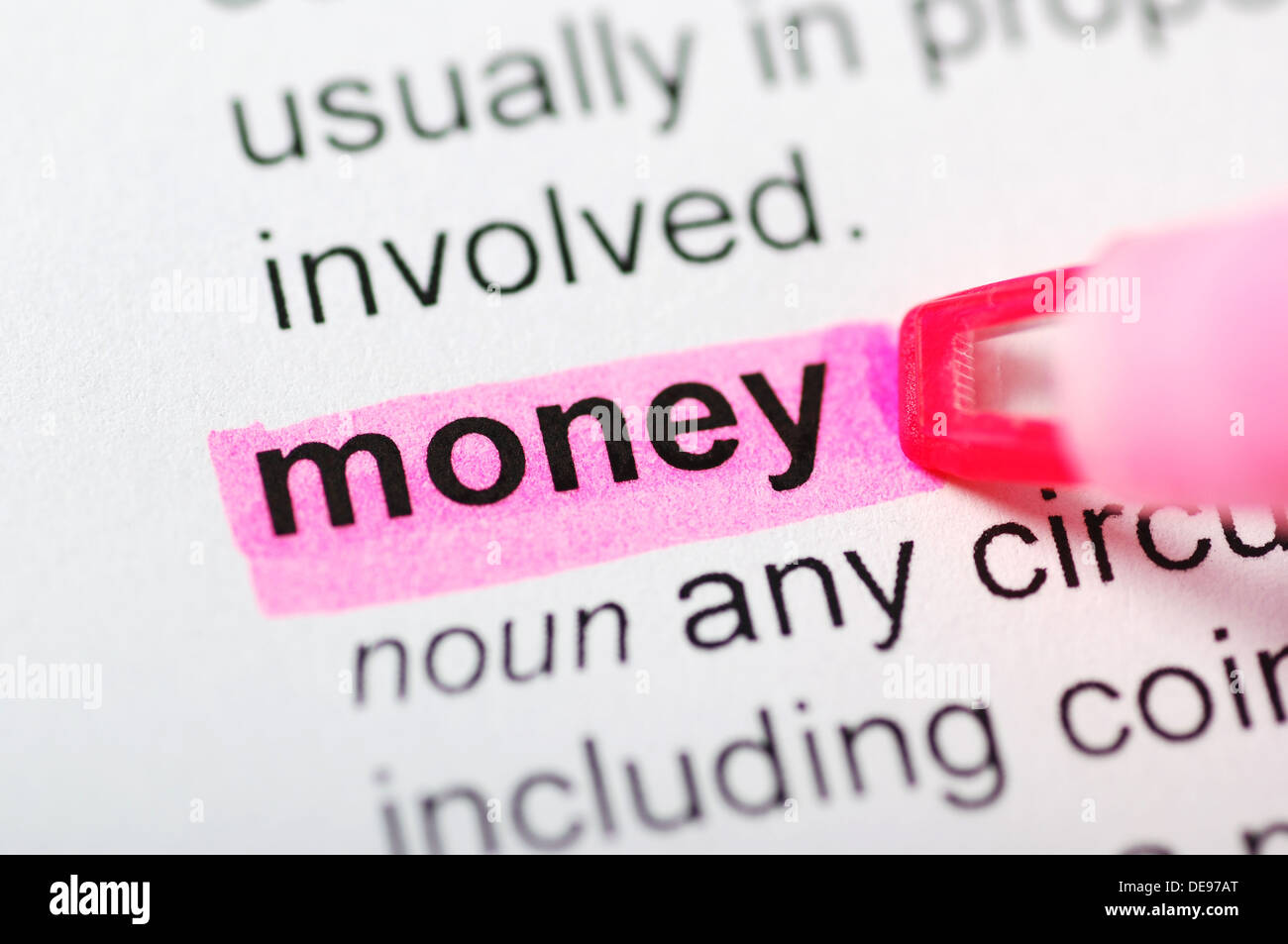 Highlight money word Stock Photo - Alamy