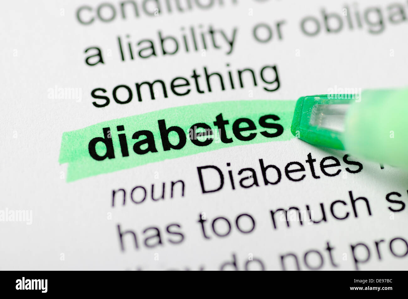 Highlight diabetes word Stock Photo - Alamy