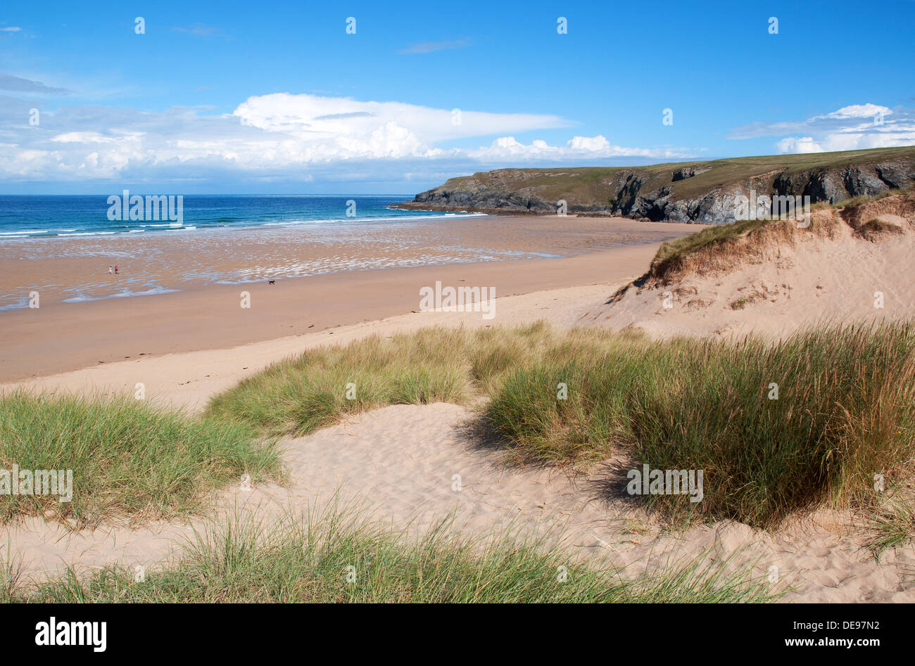 Holywell Bay, Cornwall, UK, with Kelsey Head in the backgorund Stock ...