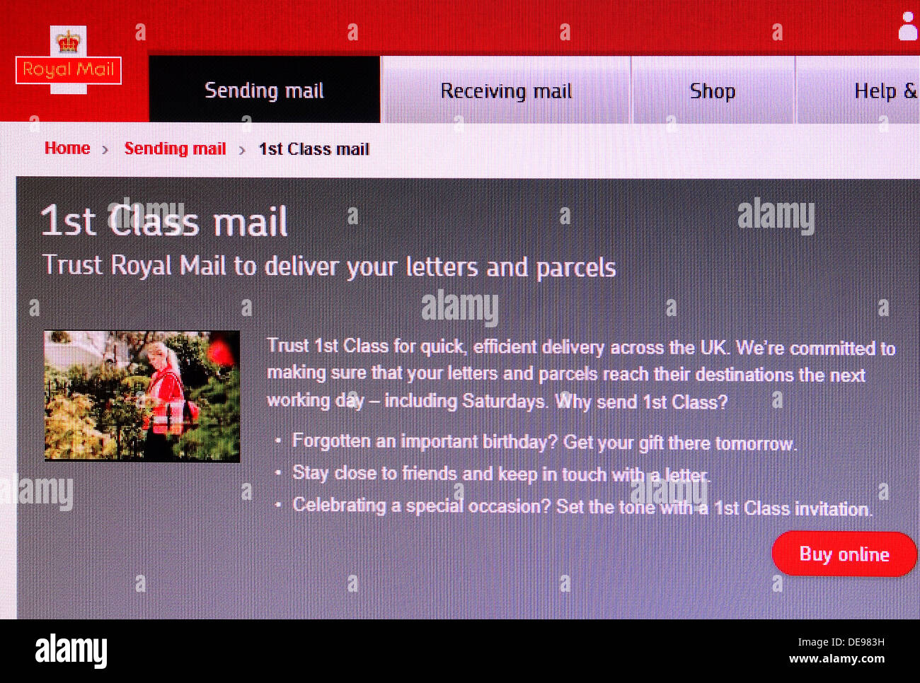 The Royal Mail web site Stock Photo - Alamy