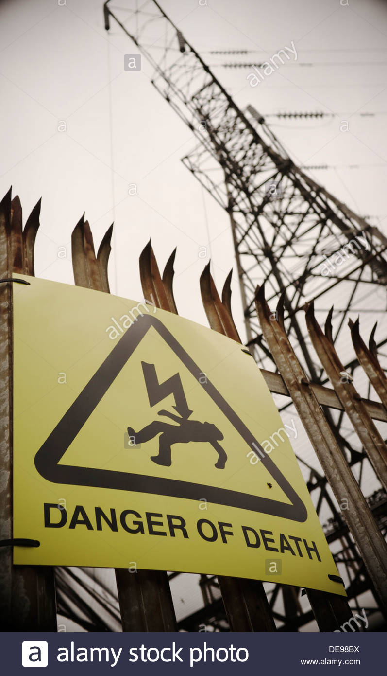 Danger Death Sign On Electrical High Resolution Stock Photography and ...