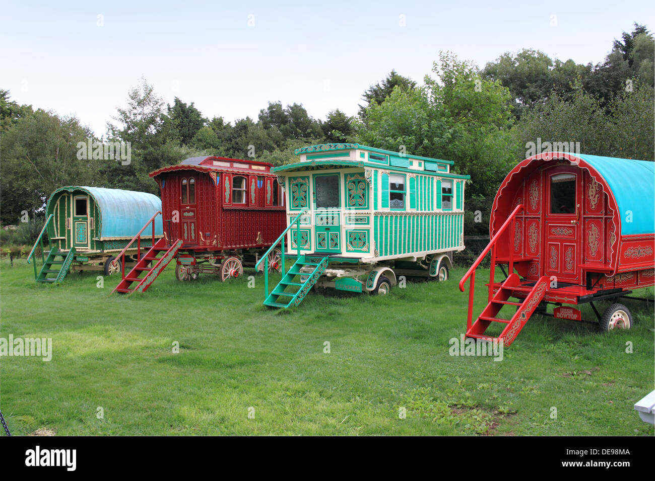 Gypsy caravans (aka Vardos) used as holiday lets, South Farm, Shingay ...