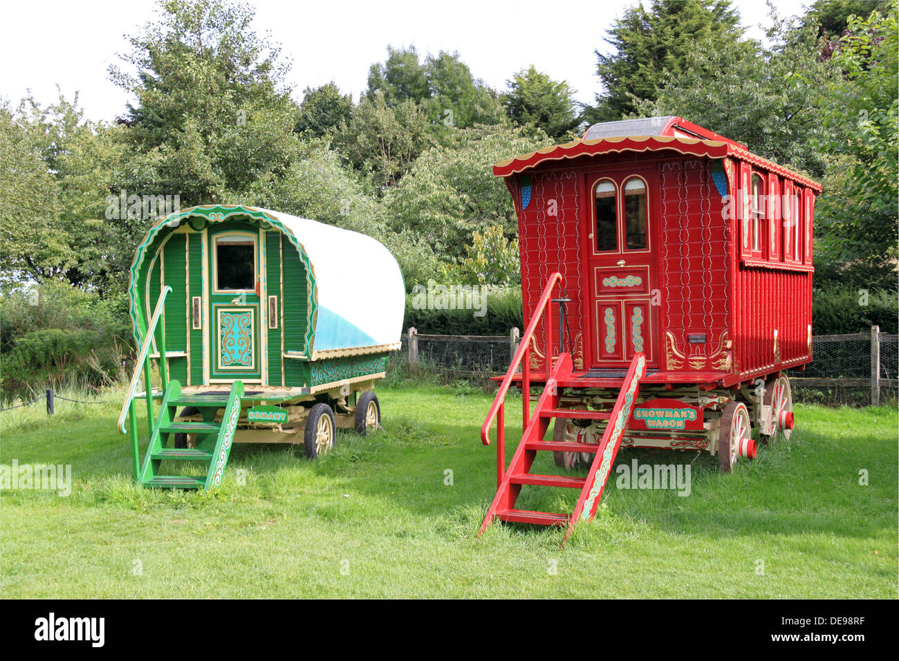 Gypsy caravans (aka Vardos) used as holiday lets, South Farm, Shingay ...