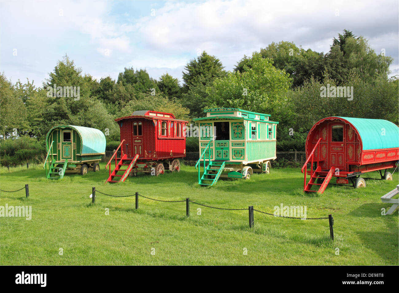Gypsy caravans (aka Vardos) used as holiday lets, South Farm, Shingay ...
