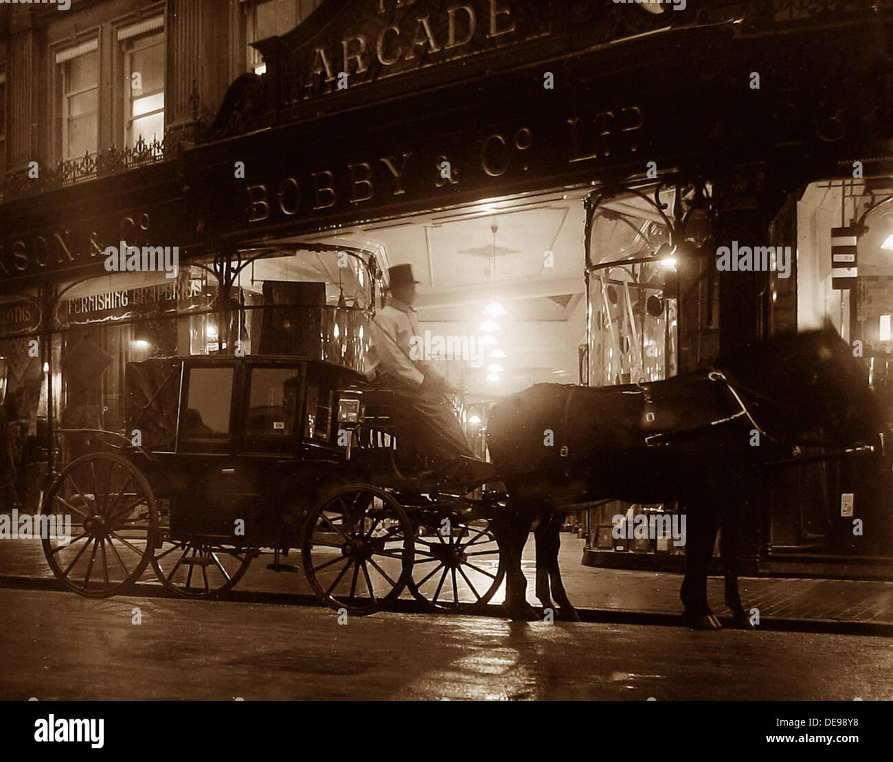 Bobby & Co Ltd Department Store at night Victorian period Stock Photo ...