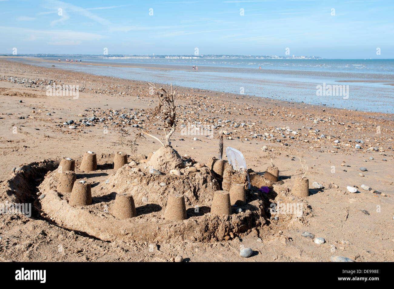 Pebble beach overlooking Sandwich Bay, Kent, United Kingdom Stock Photo ...