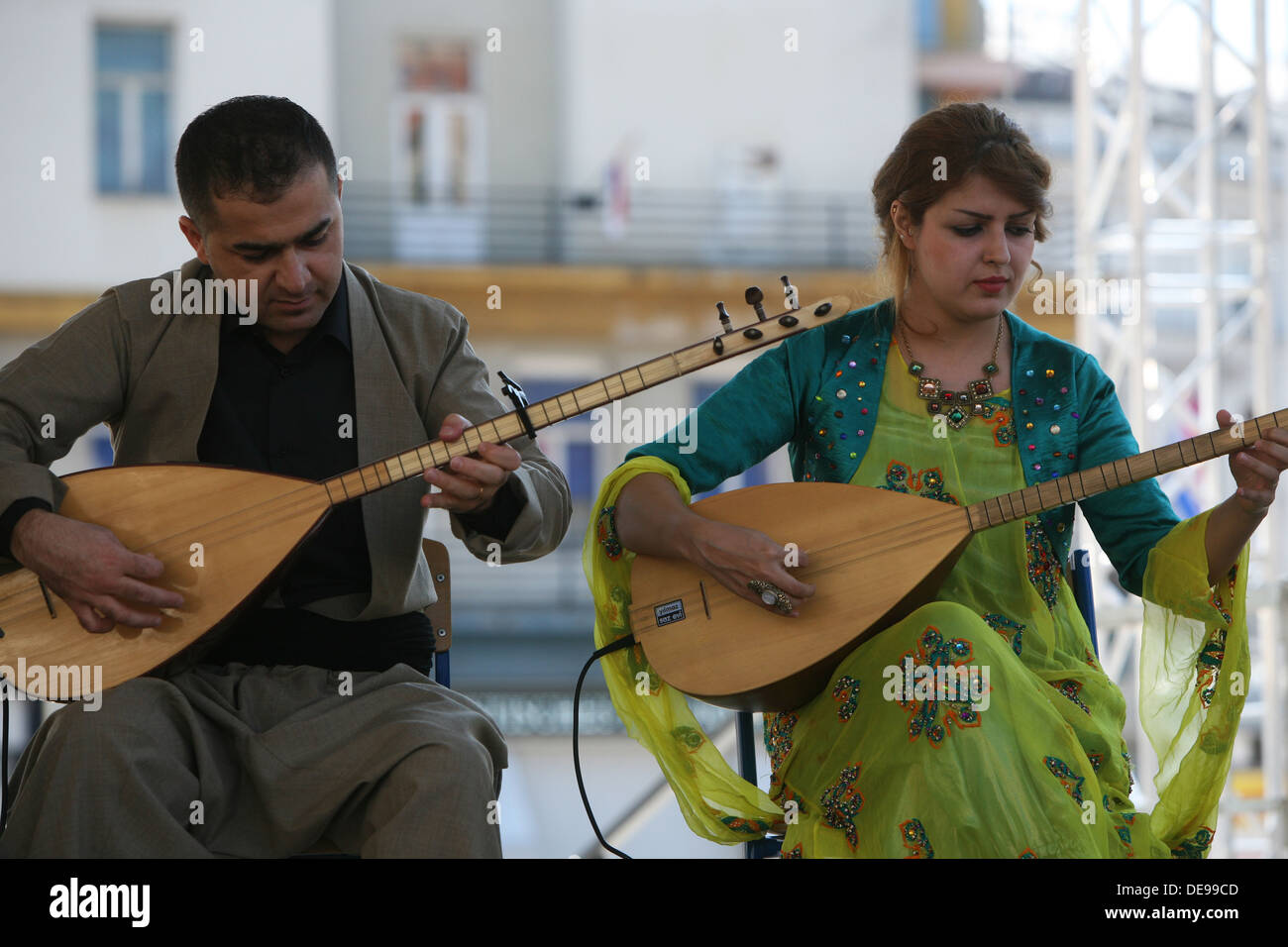 Members of folk groups from Iraq in Kurdish folk costume during the ...