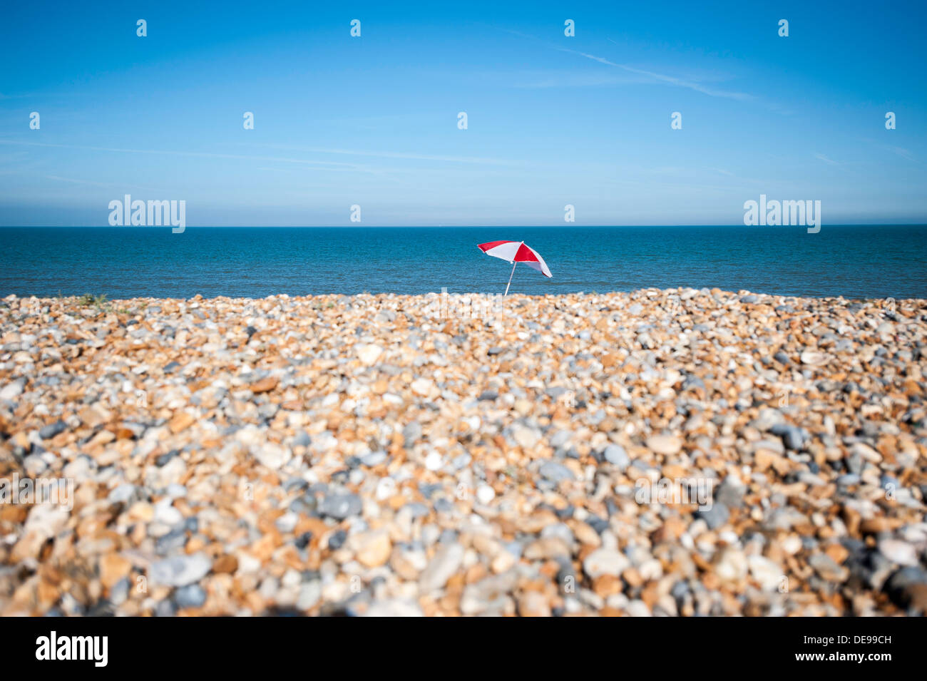 Pebble beach overlooking Sandwich Bay, Kent, United Kingdom Stock Photo ...