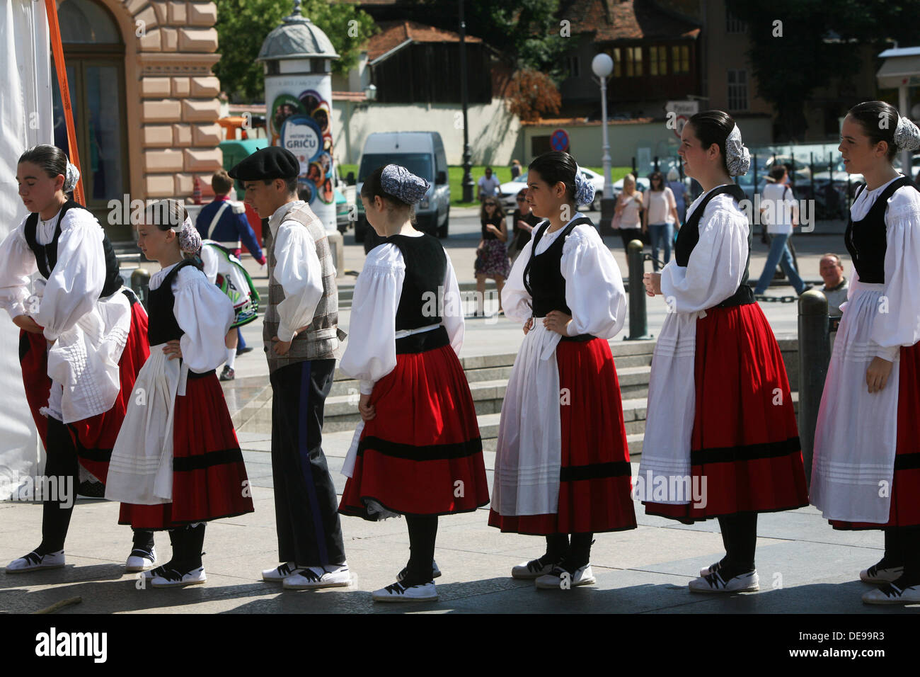 Members of folk groups Gero Axular in Basque folk costume during the ...