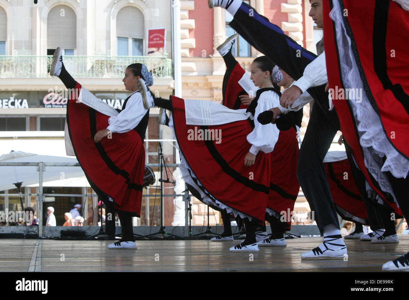 Members of folk groups Gero Axular in Basque folk costume during the ...