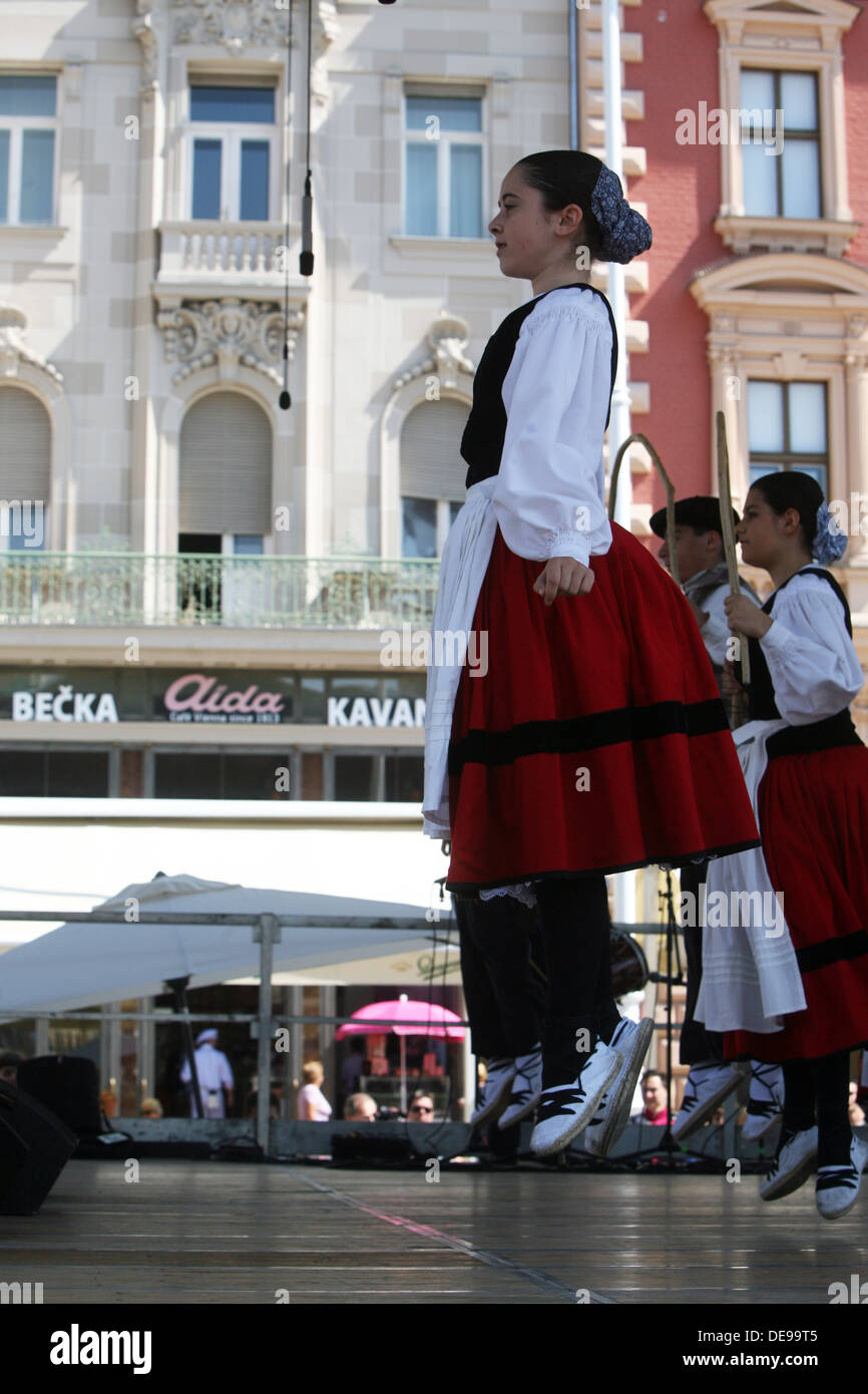 Members of folk groups Gero Axular in Basque folk costume during the ...