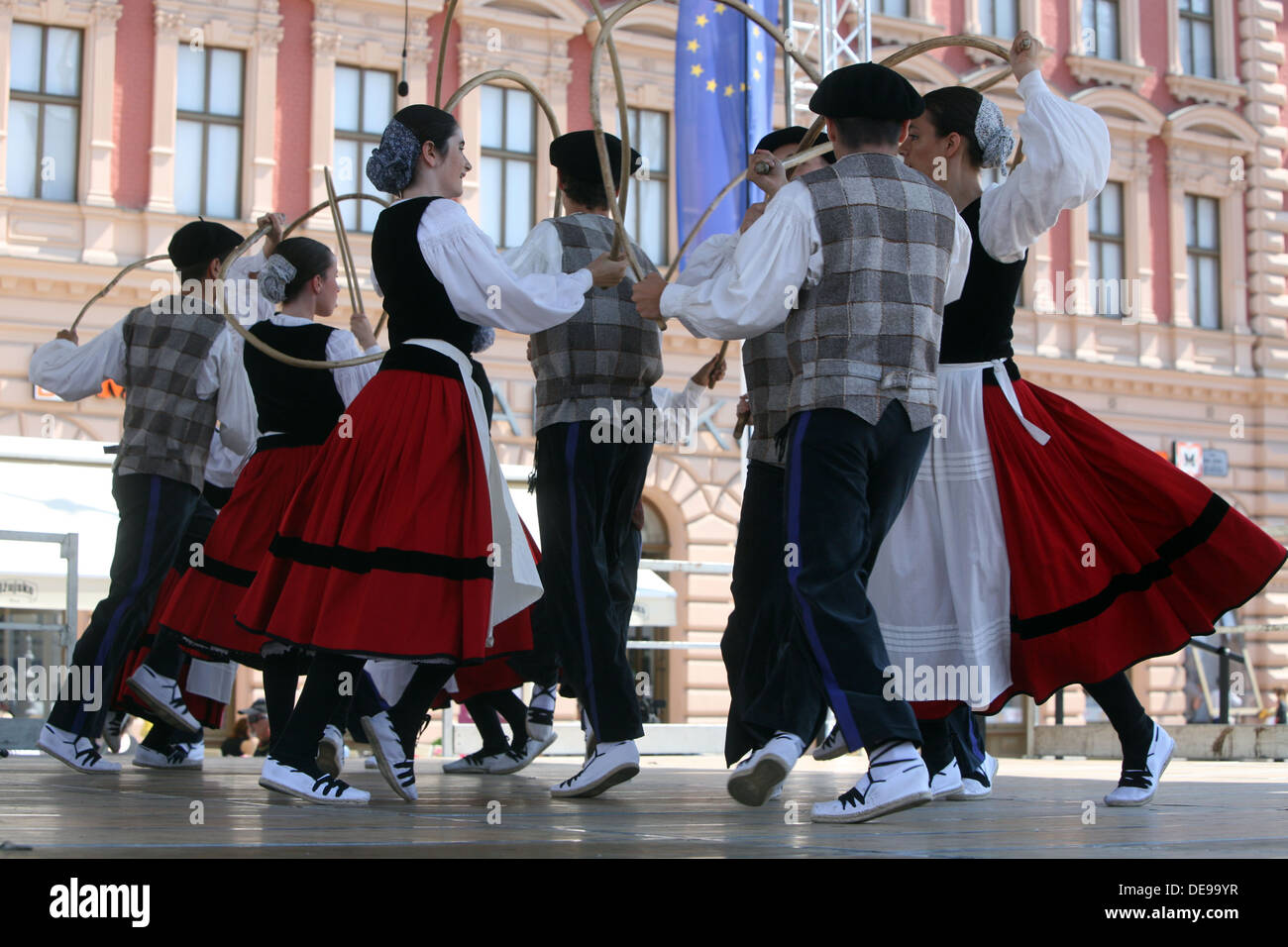 Members of folk groups Gero Axular in Basque folk costume during the ...