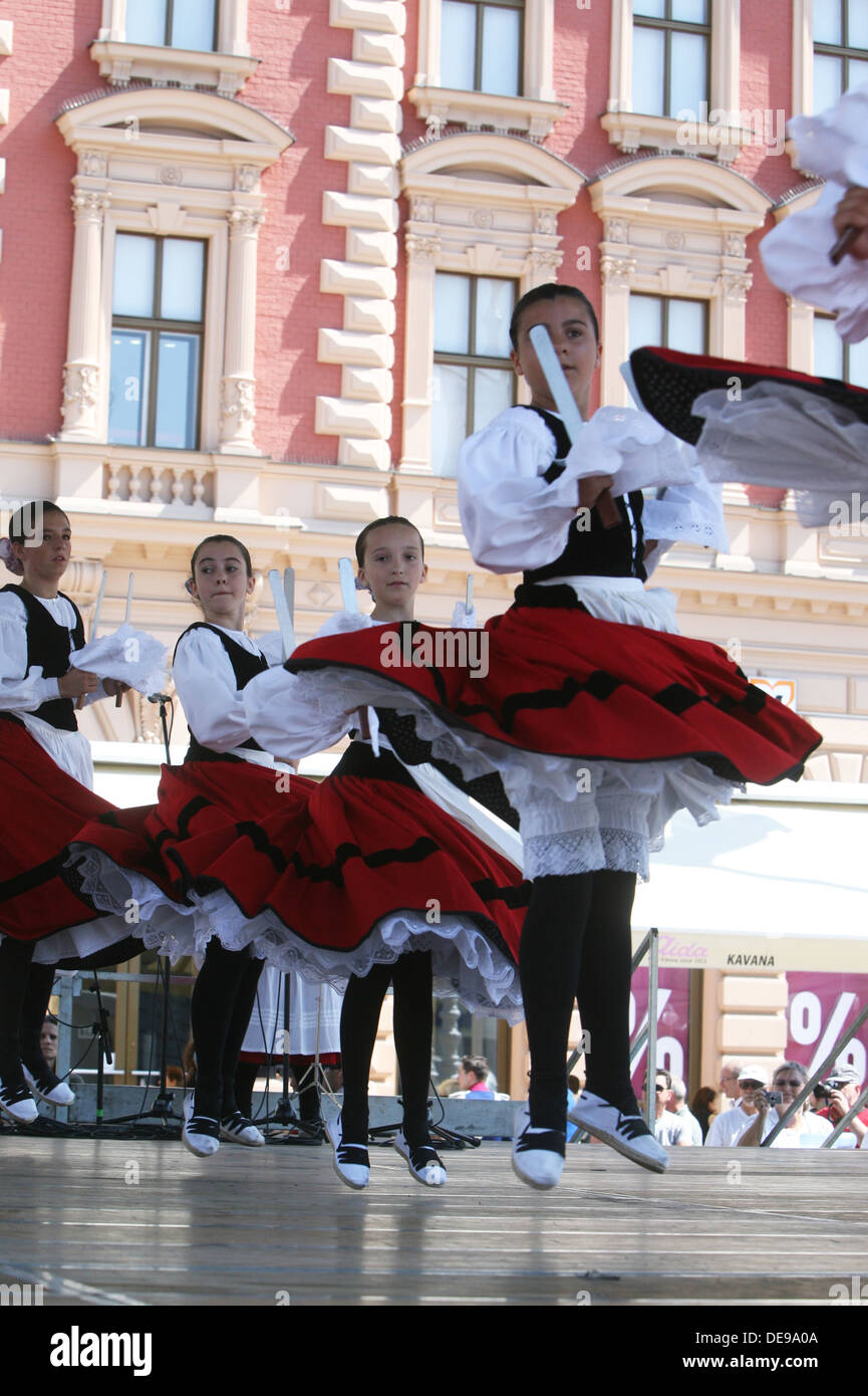 Members of folk groups Gero Axular in Basque folk costume during the ...