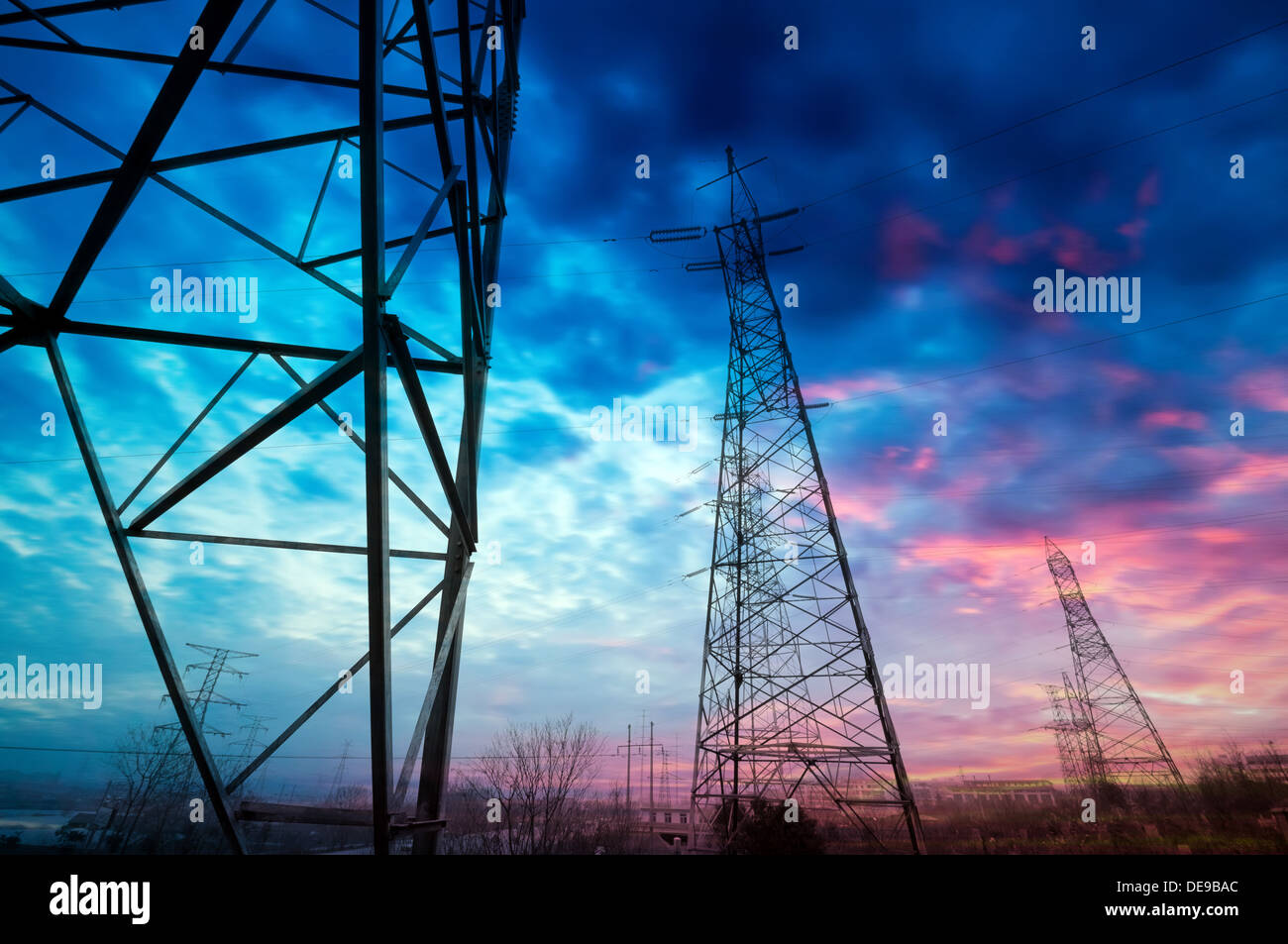 Power tower in the sky background Stock Photo - Alamy