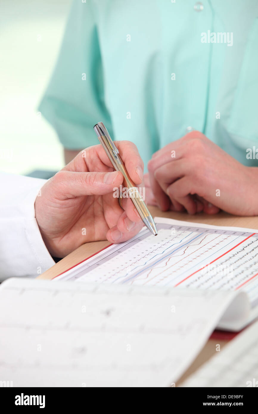 Doctor and nurse discussing a chart Stock Photo - Alamy