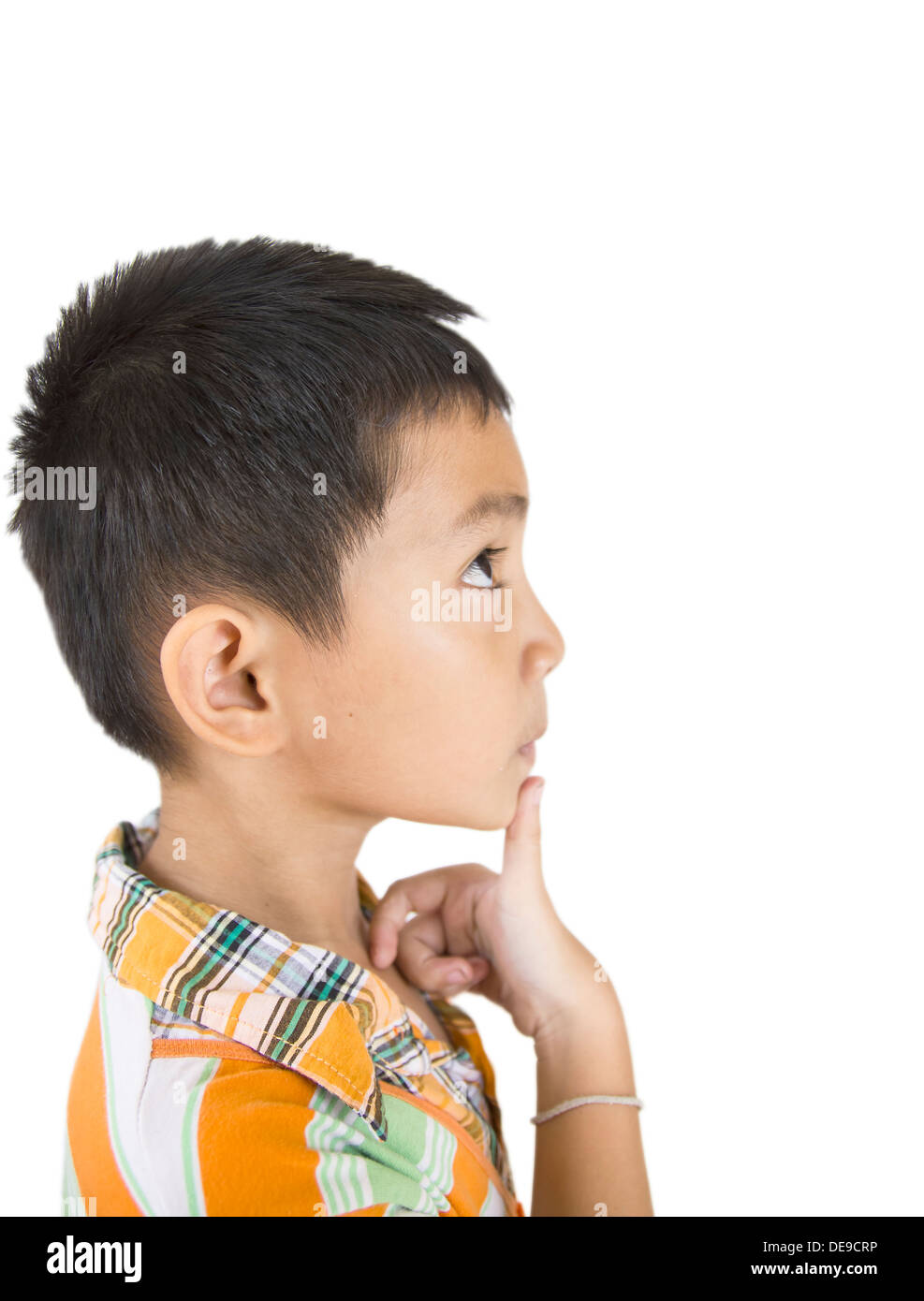 thinking boy teen ideas handsome content isolated on white human face ...