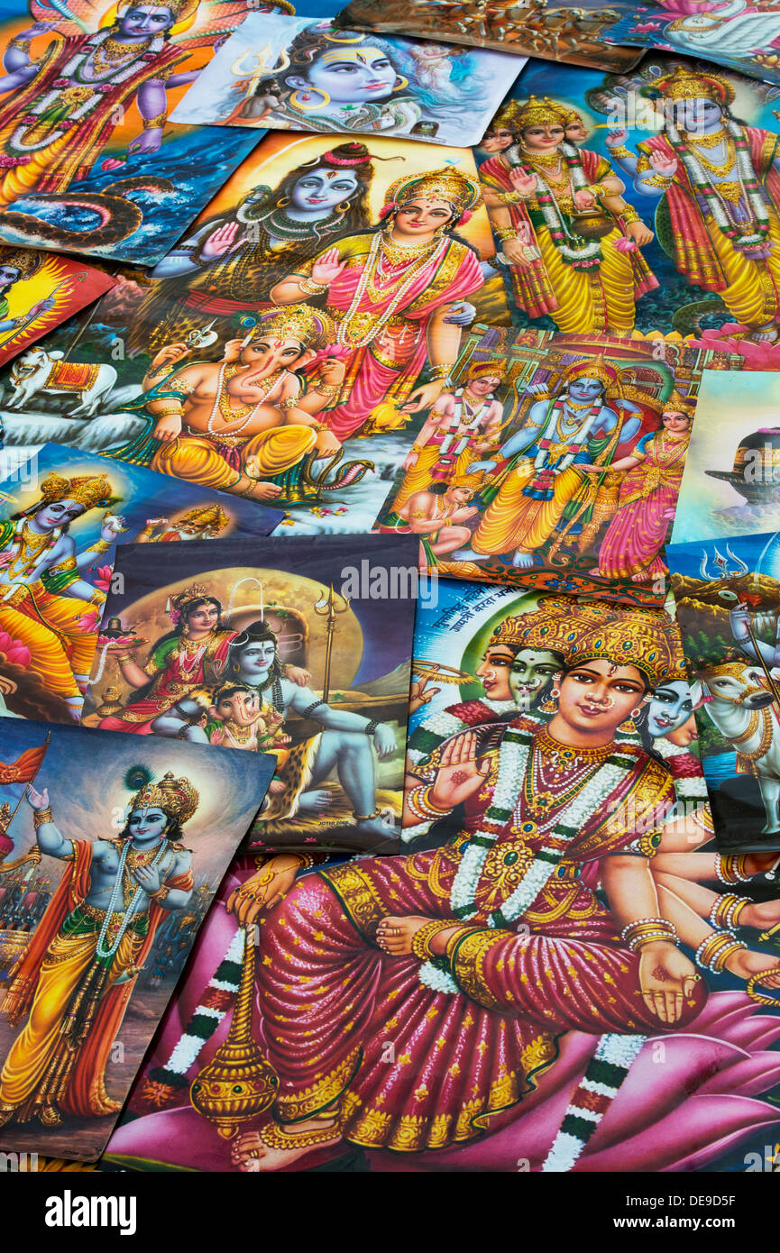Indian Deities on Hindu posters Stock Photo - Alamy