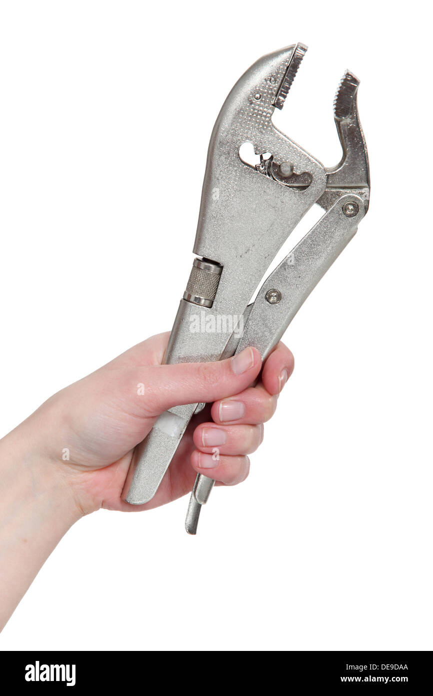 Hand with wrench Stock Photo - Alamy