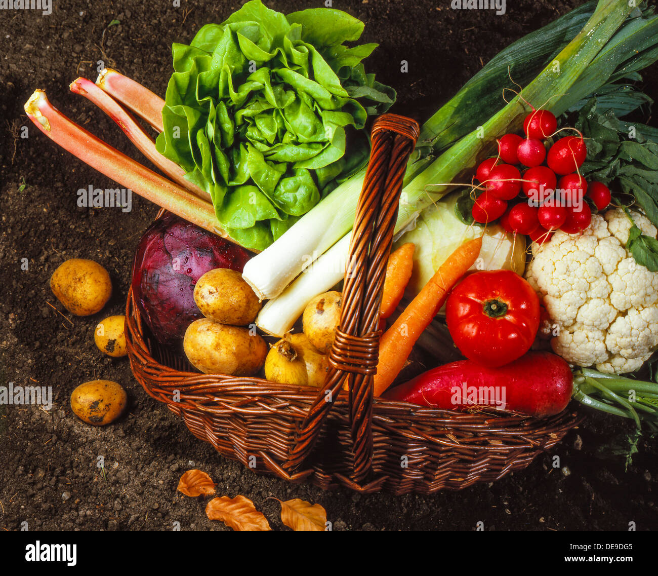 Fresh vegetables in a basket Stock Photo - Alamy