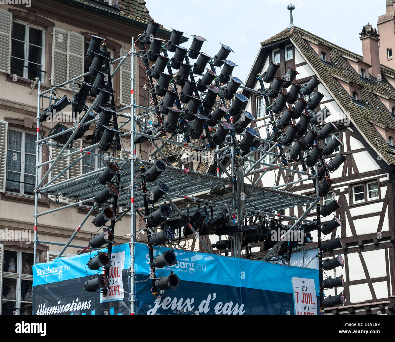 Part of the lighting rig for the son et lumiere at Strasbourg Cathedral ...
