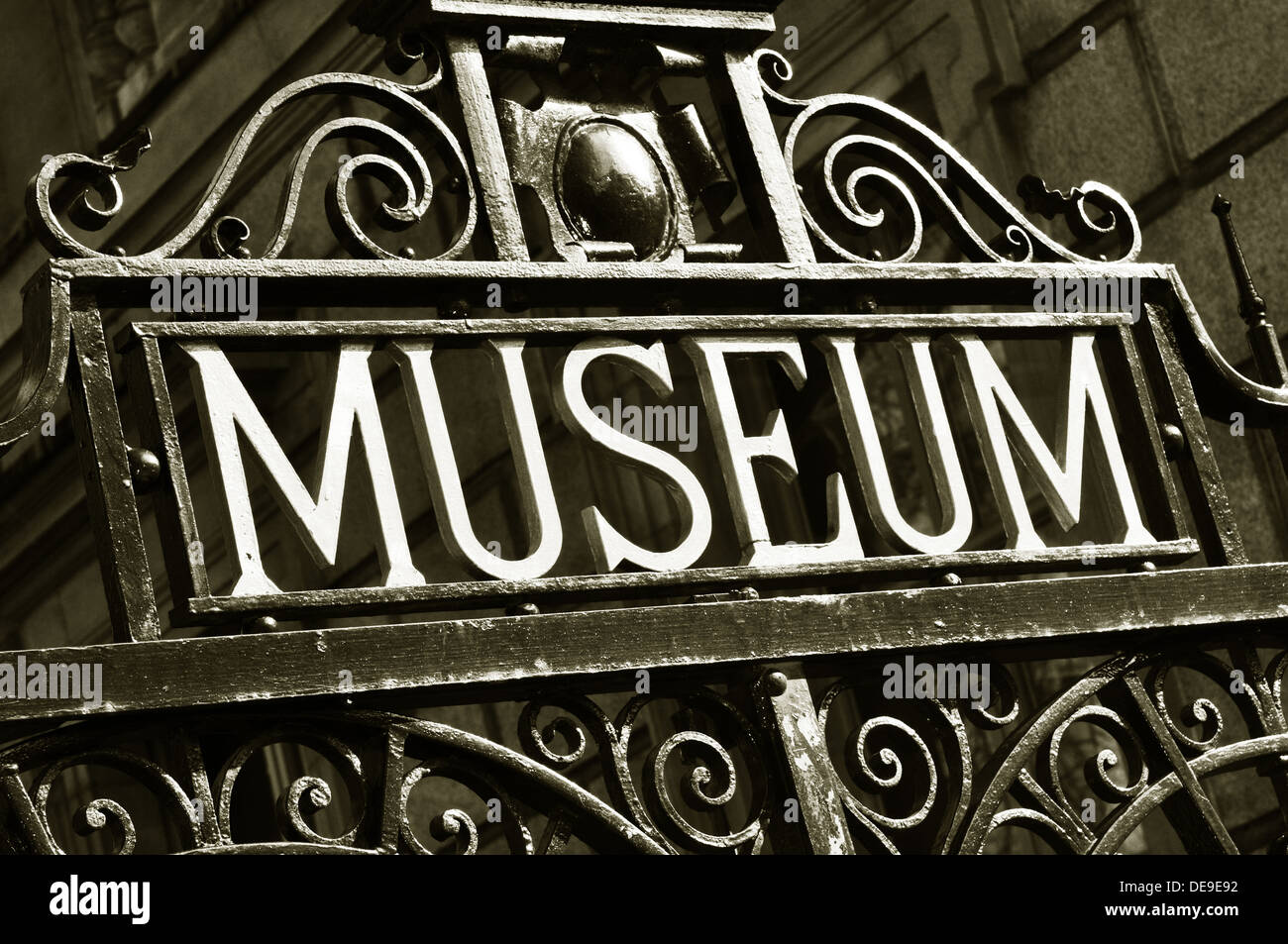 Museum sign on old metallic gate Stock Photo - Alamy