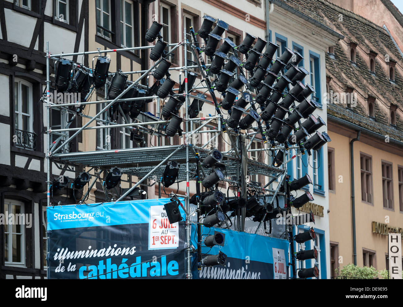 Part of the lighting rig for the son et lumiere at Strasbourg Cathedral ...