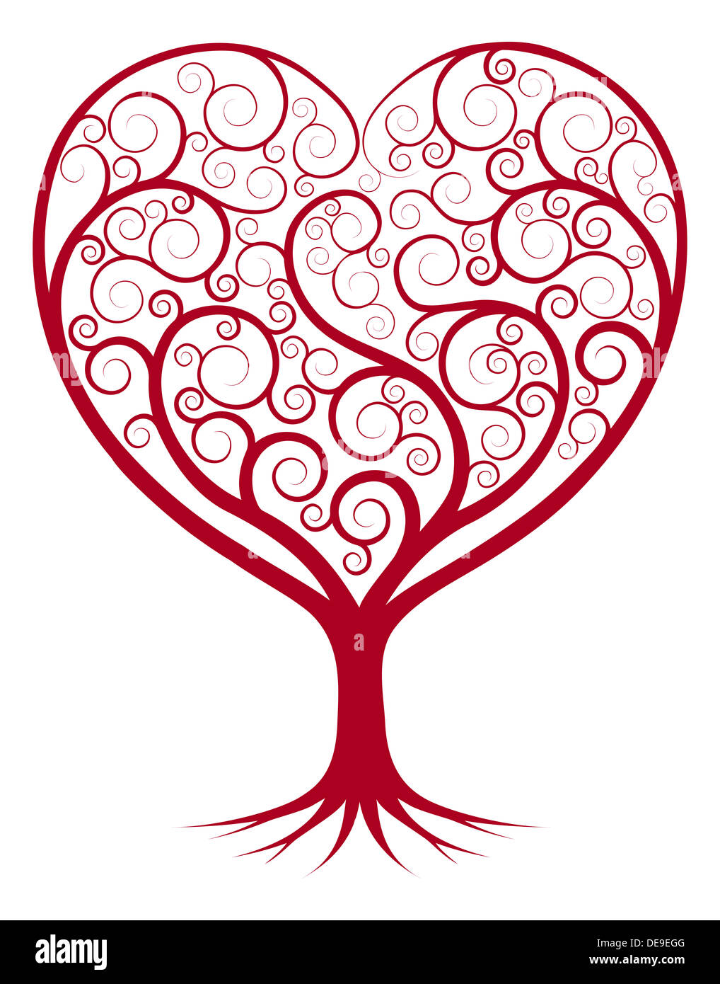 Abstract tree illustration with the branches growing into a heart shape ...