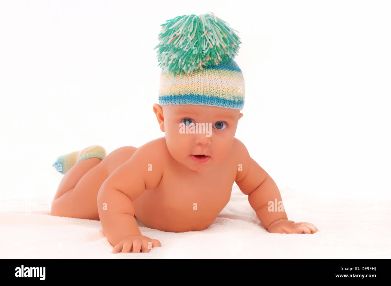 Baby. Portrait of a young child on a white background Stock Photo - Alamy
