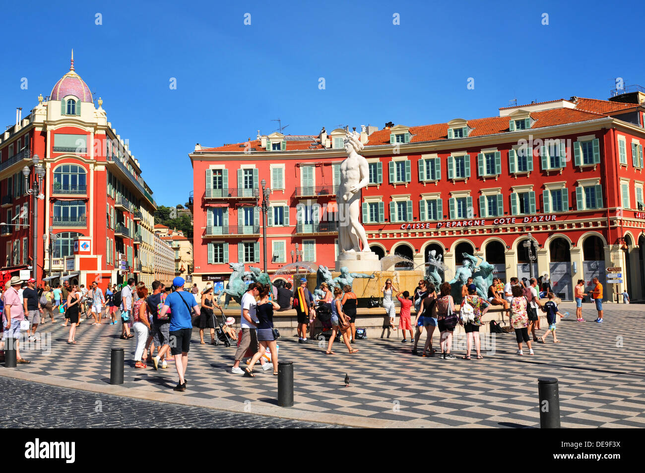 Nice, France - 29 July, 2013: Tourists visit Place Massena, major ...