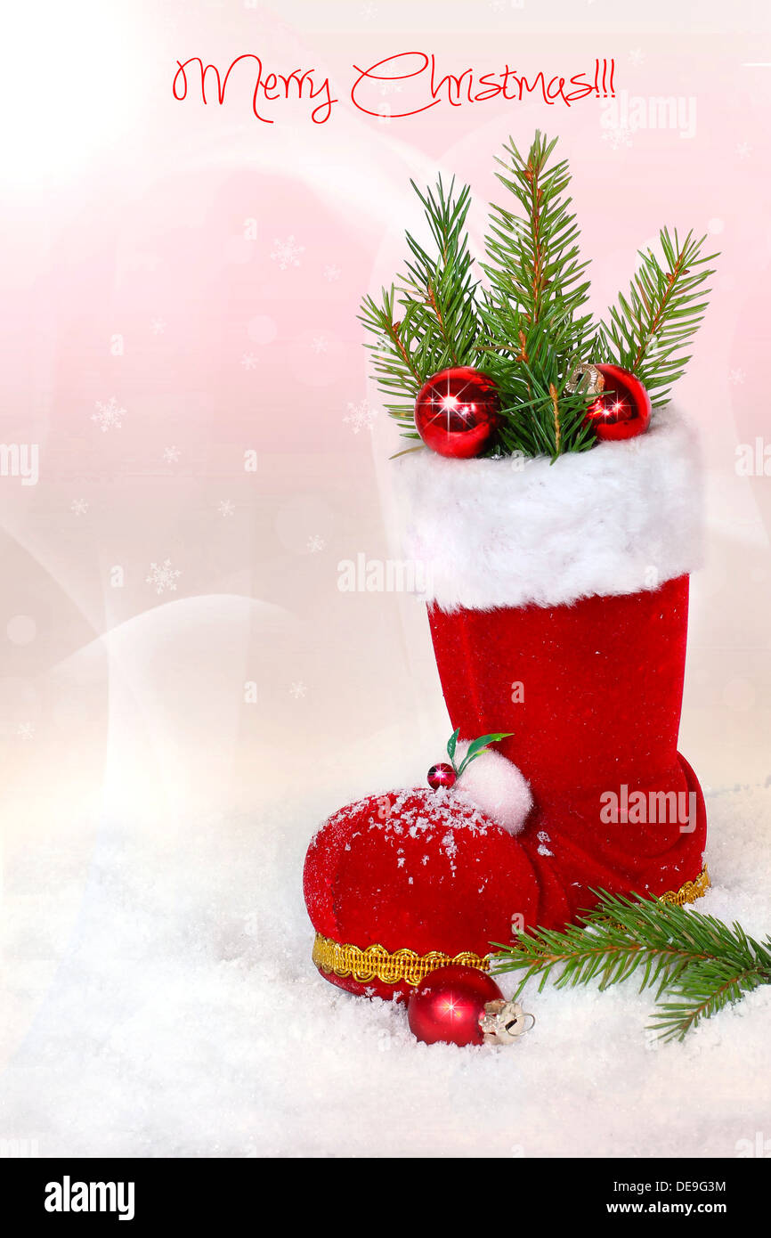 Christmas boots on white background Stock Photo - Alamy