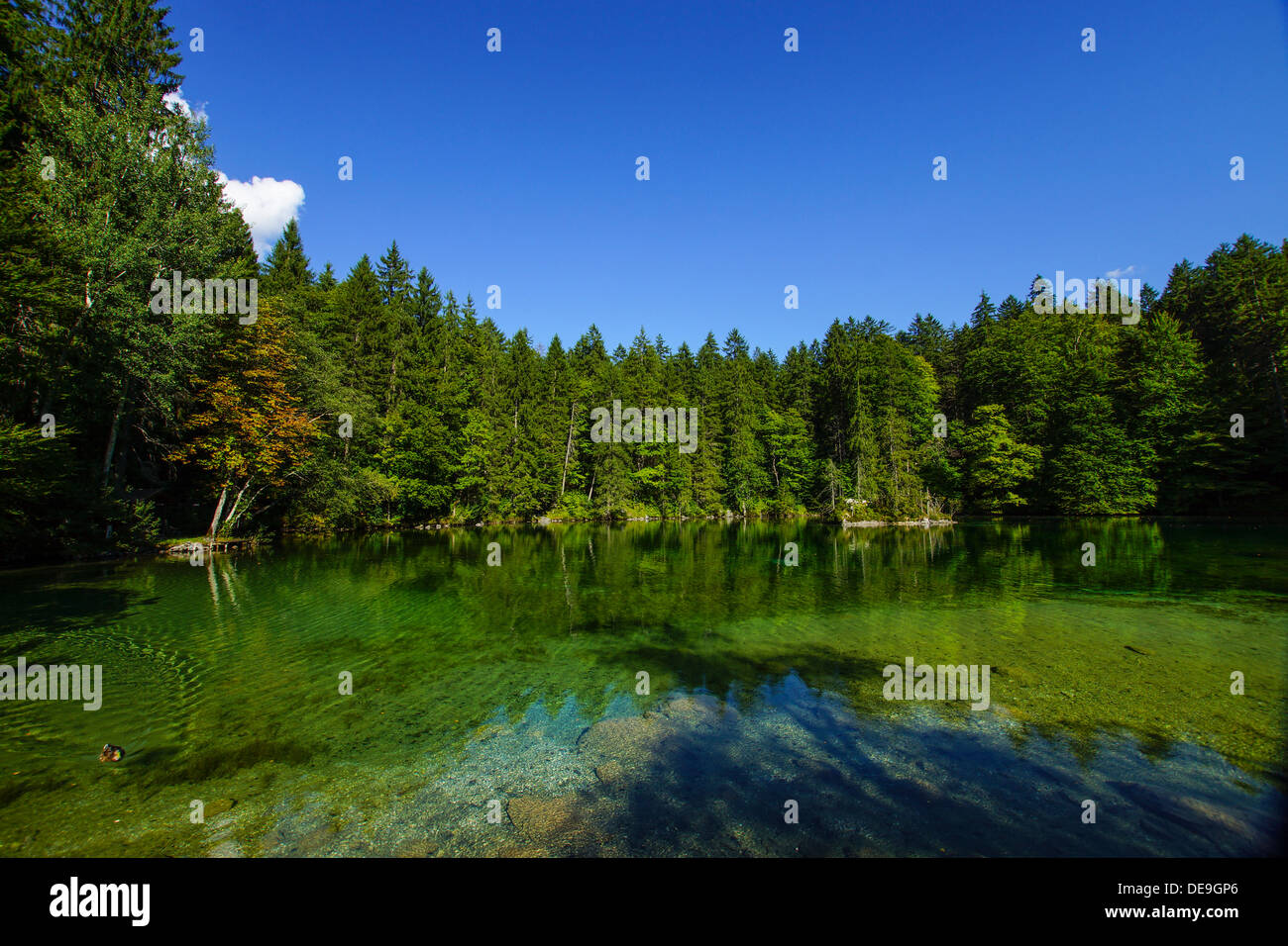 The Badersee Lake in Grainau, Garmisch-Partenkirchen, Werdenfels ...