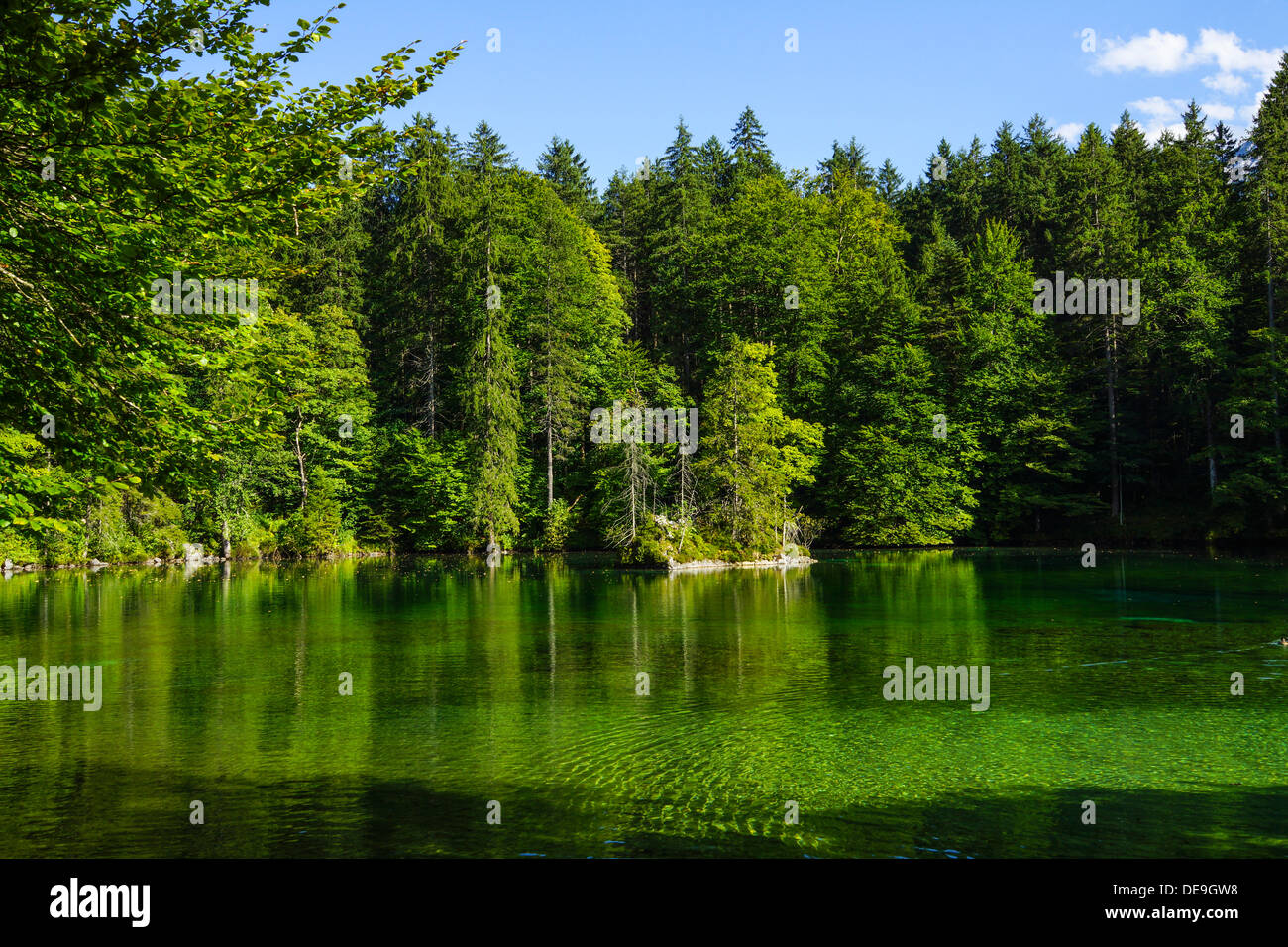The Badersee Lake in Grainau, Garmisch-Partenkirchen, Werdenfels ...