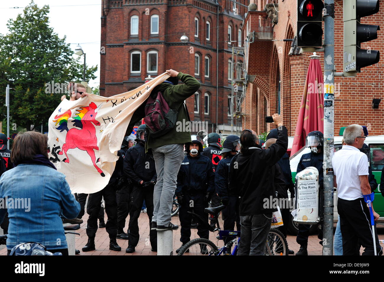 Left Party,die Linke,SPD and anti-fascist supporters protesting against ...