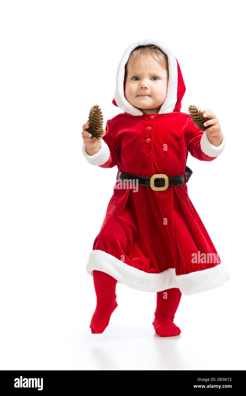 Santa Claus baby girl isolated on white background Stock Photo - Alamy
