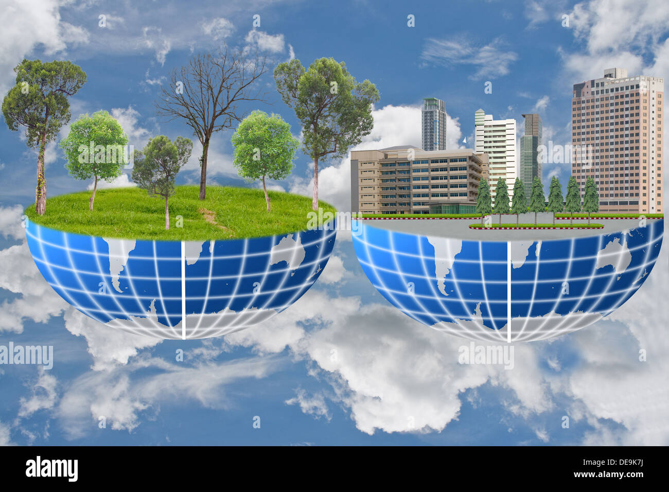 aerial air atmosphere blue building business city cloud concept ...