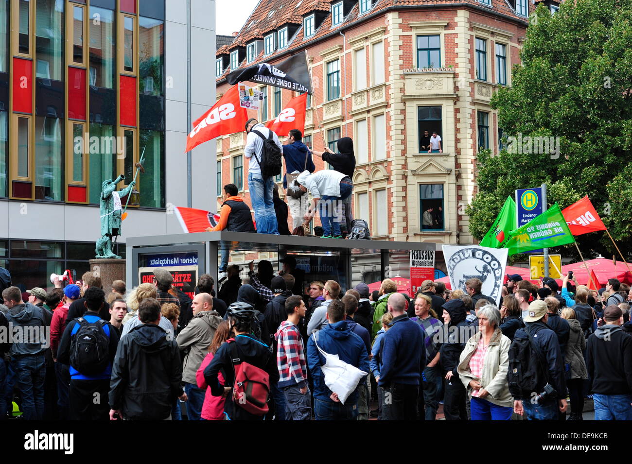 Left Party,die Linke,SPD and anti-fascist supporters protesting against ...